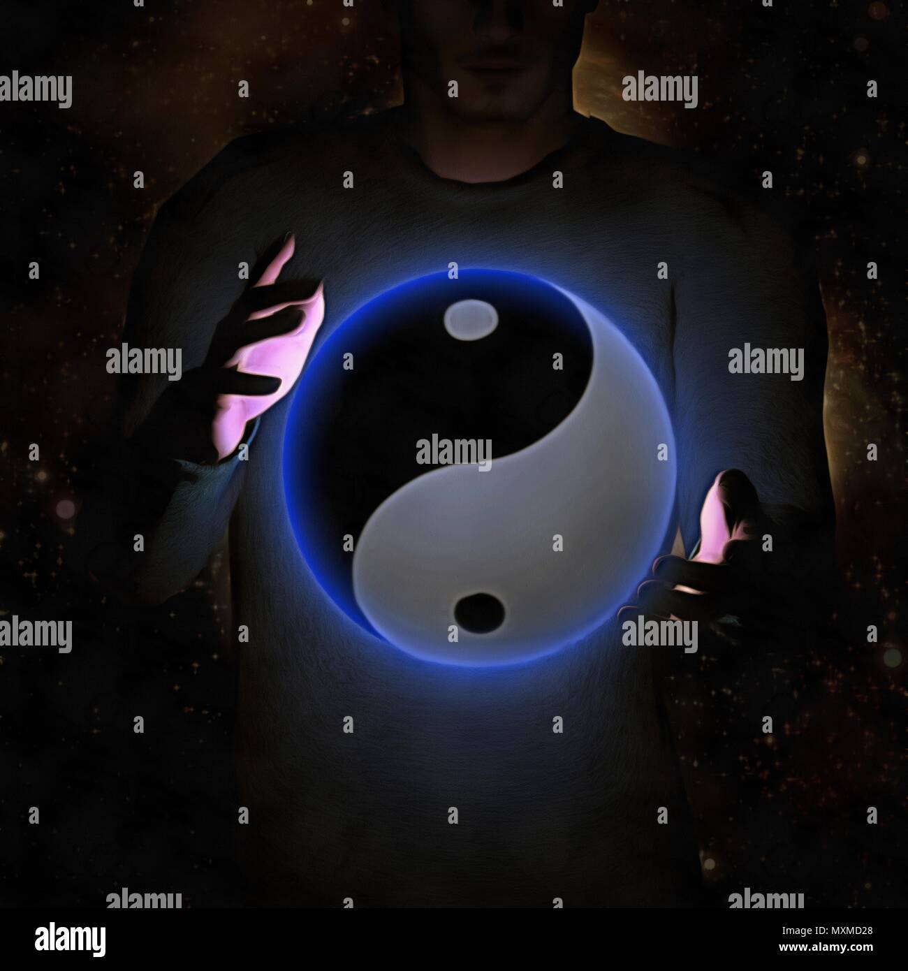 Ying Yang between man's hands Stock Photo - Alamy