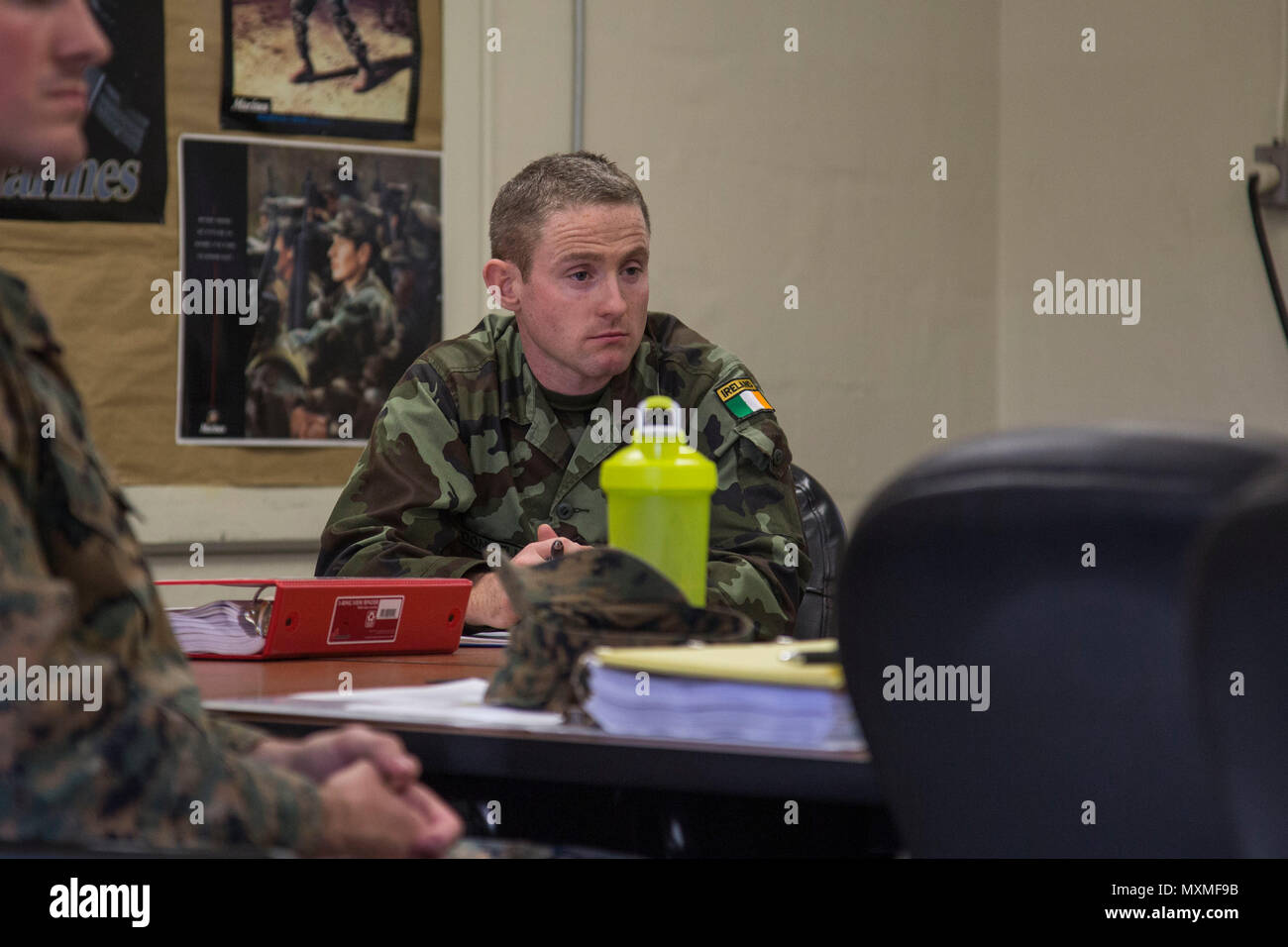 Irish Defence Forces Capt. Liam McDonnell attends a meeting with Series Commander Course Class 2 ...