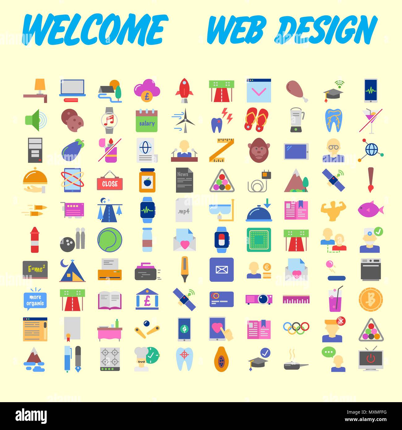 Set of multicolored icons for your design.Vector illustration Stock ...