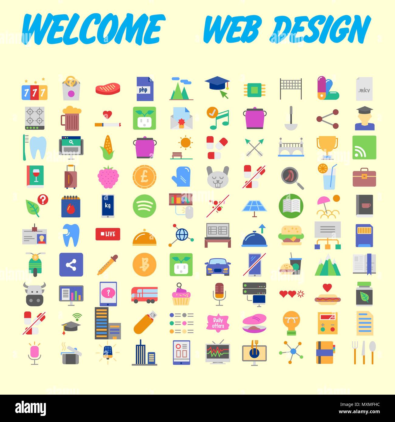 Set of multicolored icons for your design.Vector illustration Stock ...