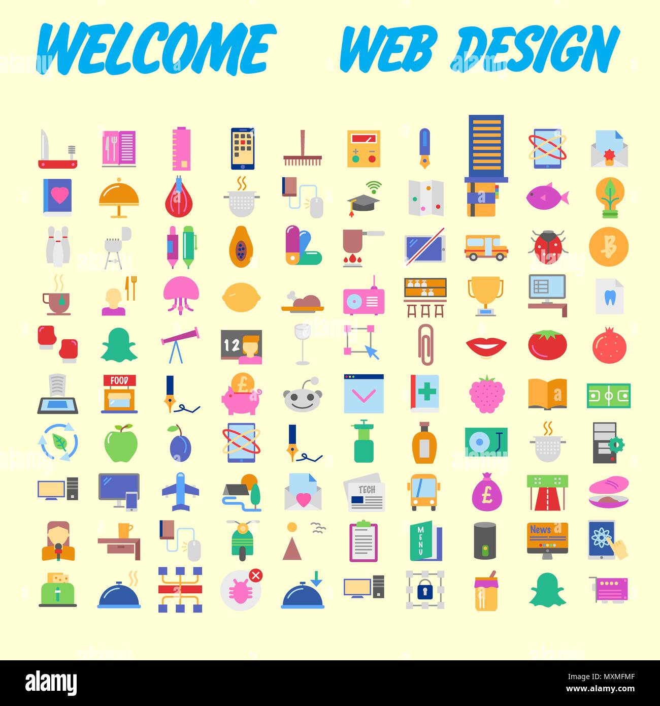 Set of multicolored icons for your design.Vector illustration Stock ...