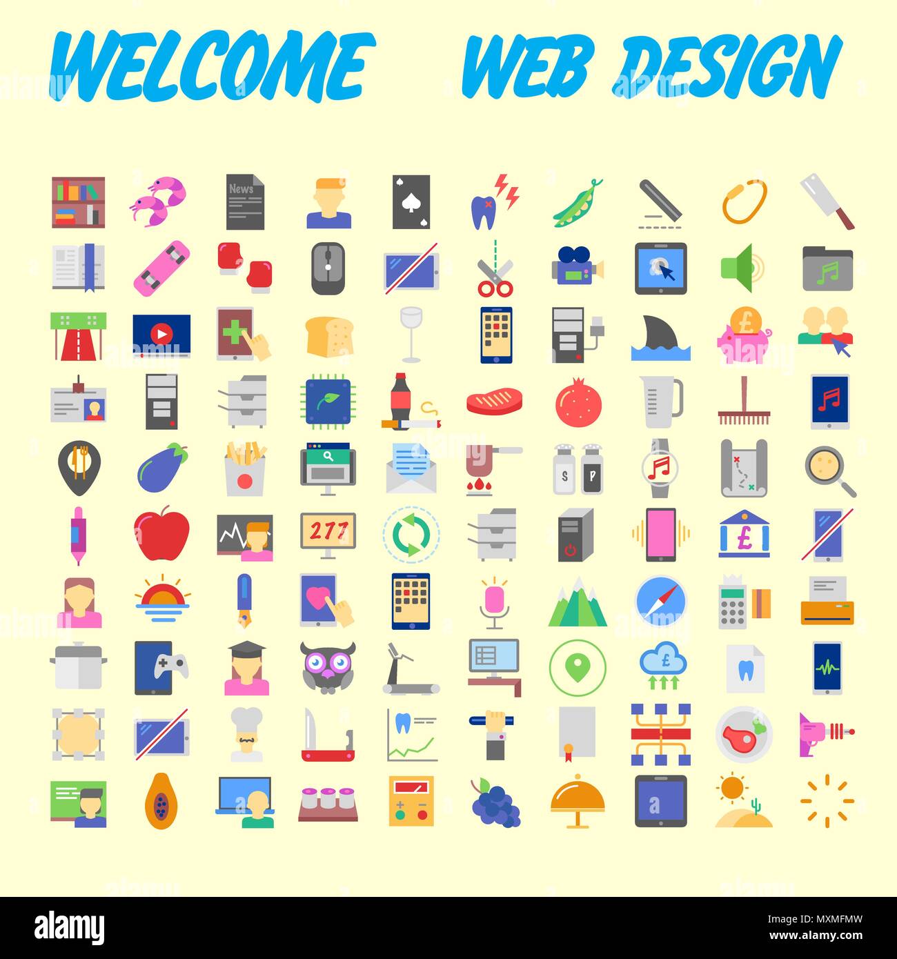 Set of multicolored icons for your design.Vector illustration Stock ...