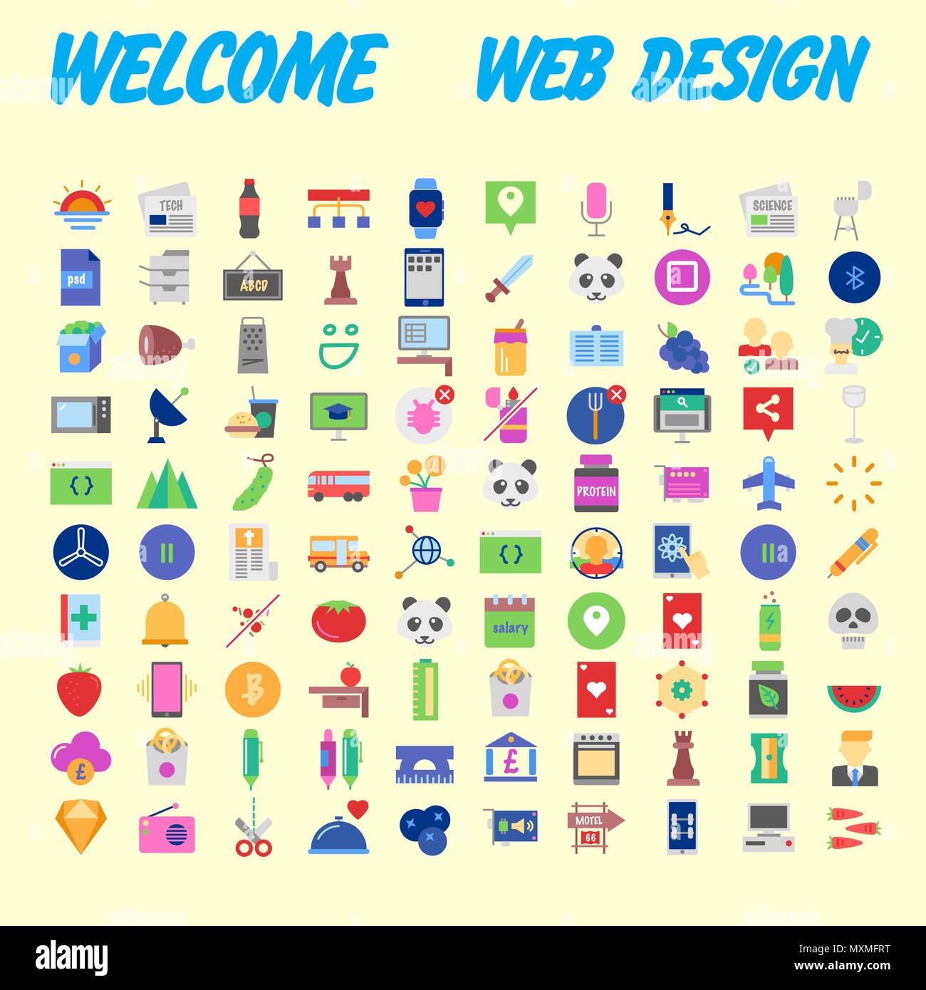 Set of multicolored icons for your design.Vector illustration Stock ...