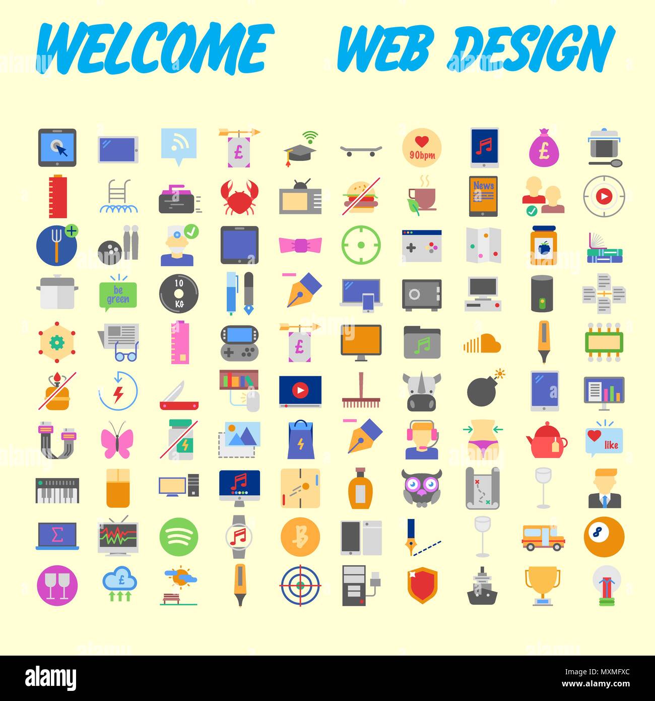 Set of multicolored icons for your design.Vector illustration Stock ...