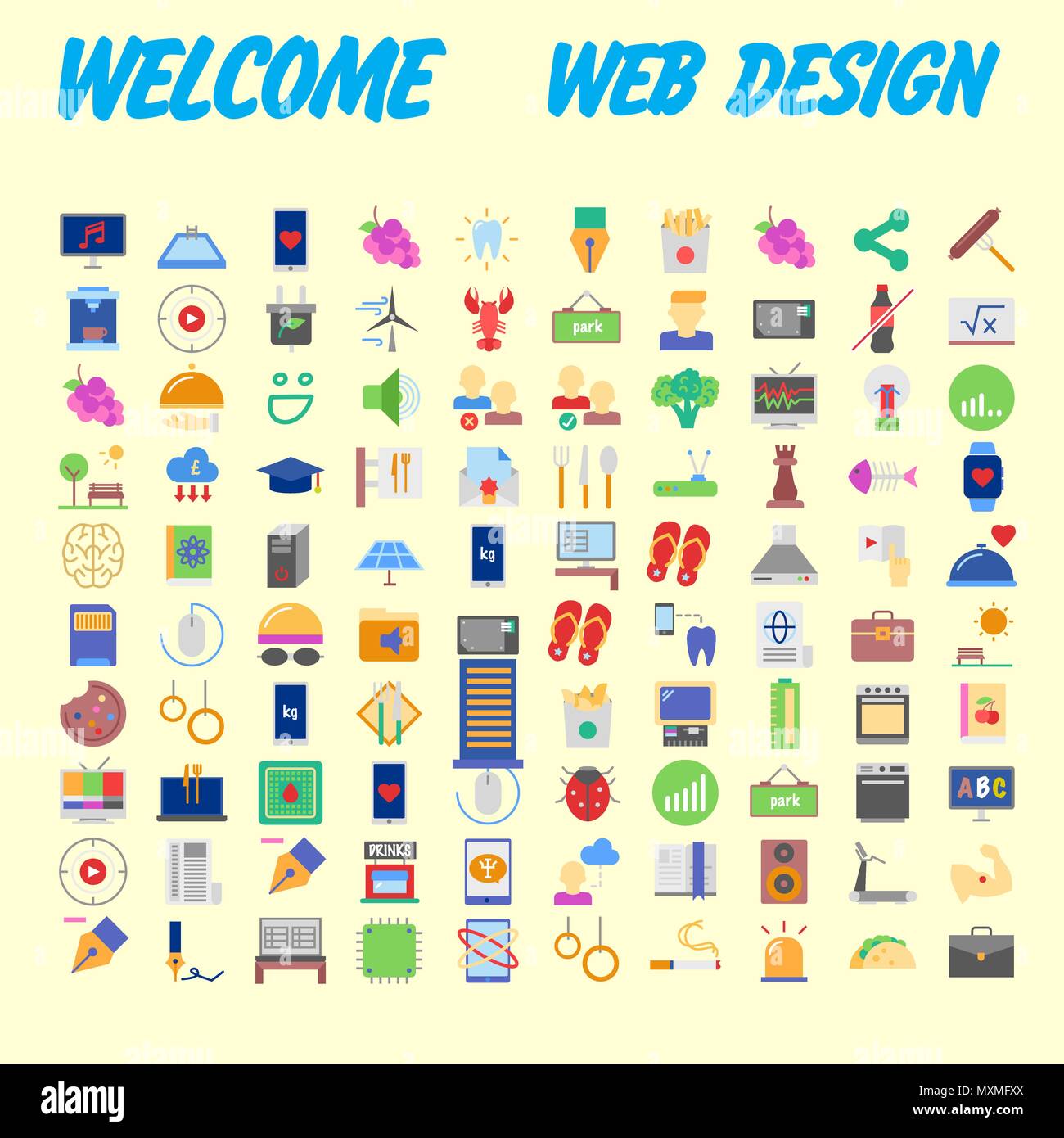 Set of multicolored icons for your design.Vector illustration Stock ...