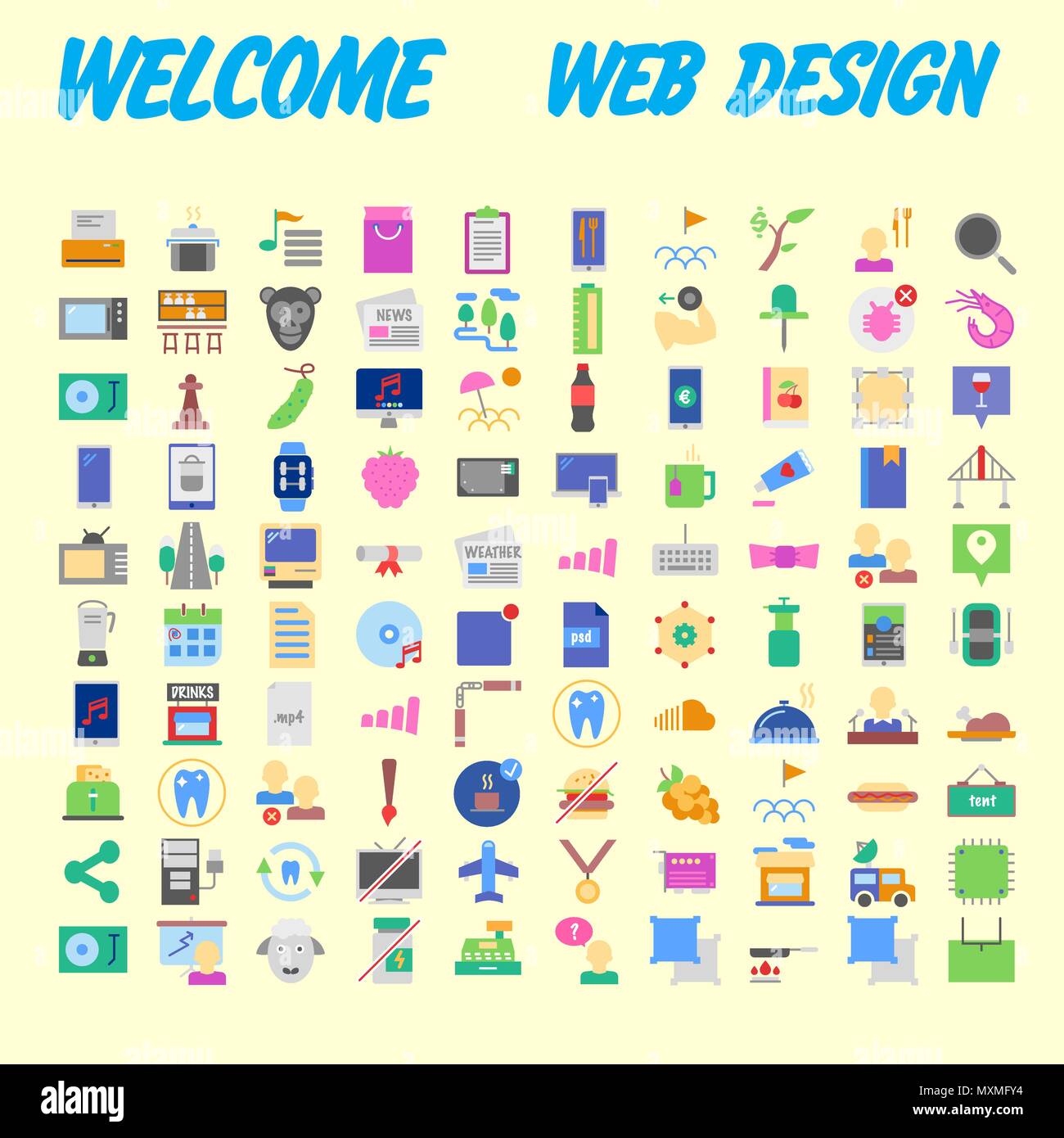Set of multicolored icons for your design.Vector illustration Stock ...