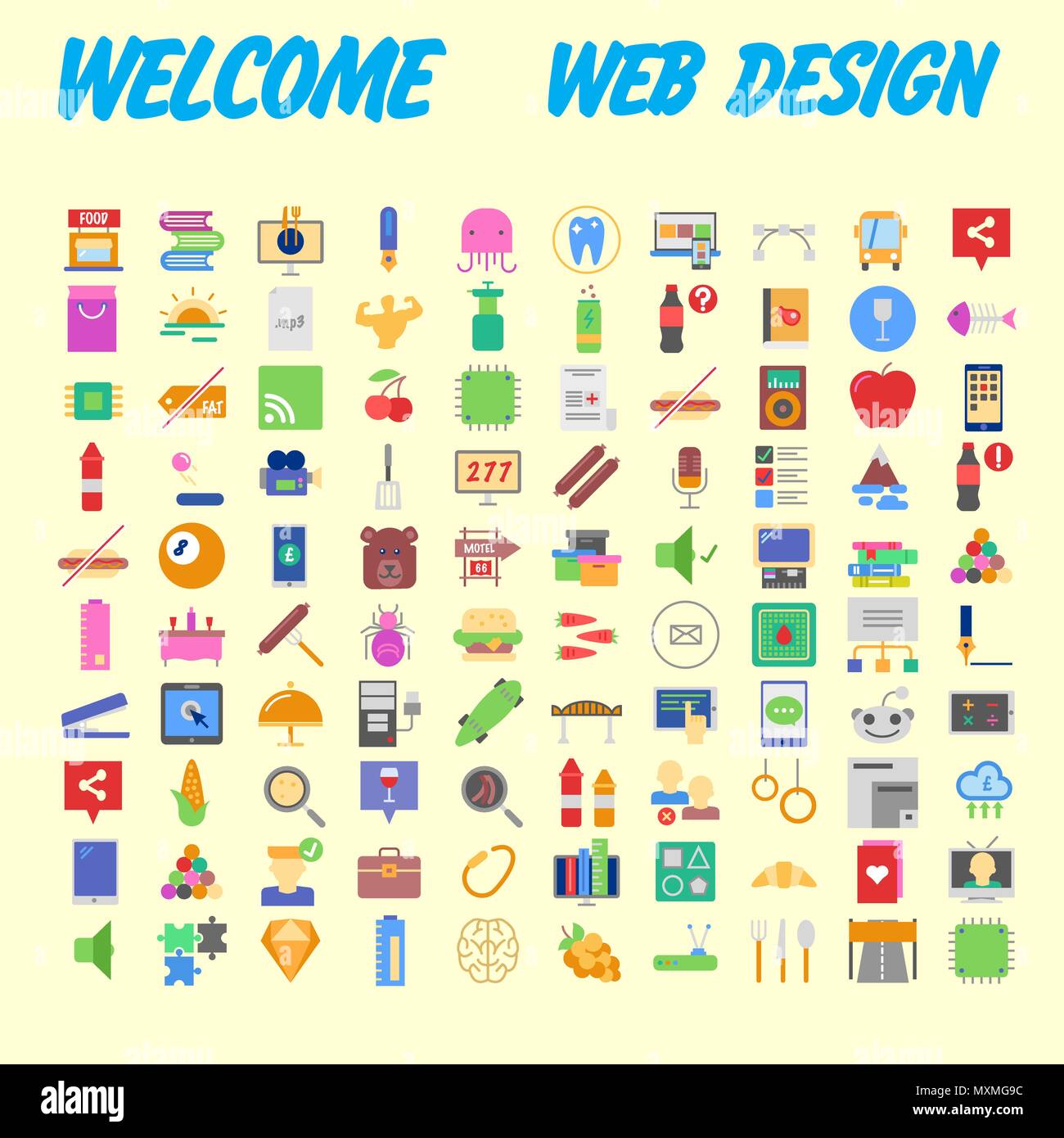 Set of multicolored icons for your design.Vector illustration Stock ...