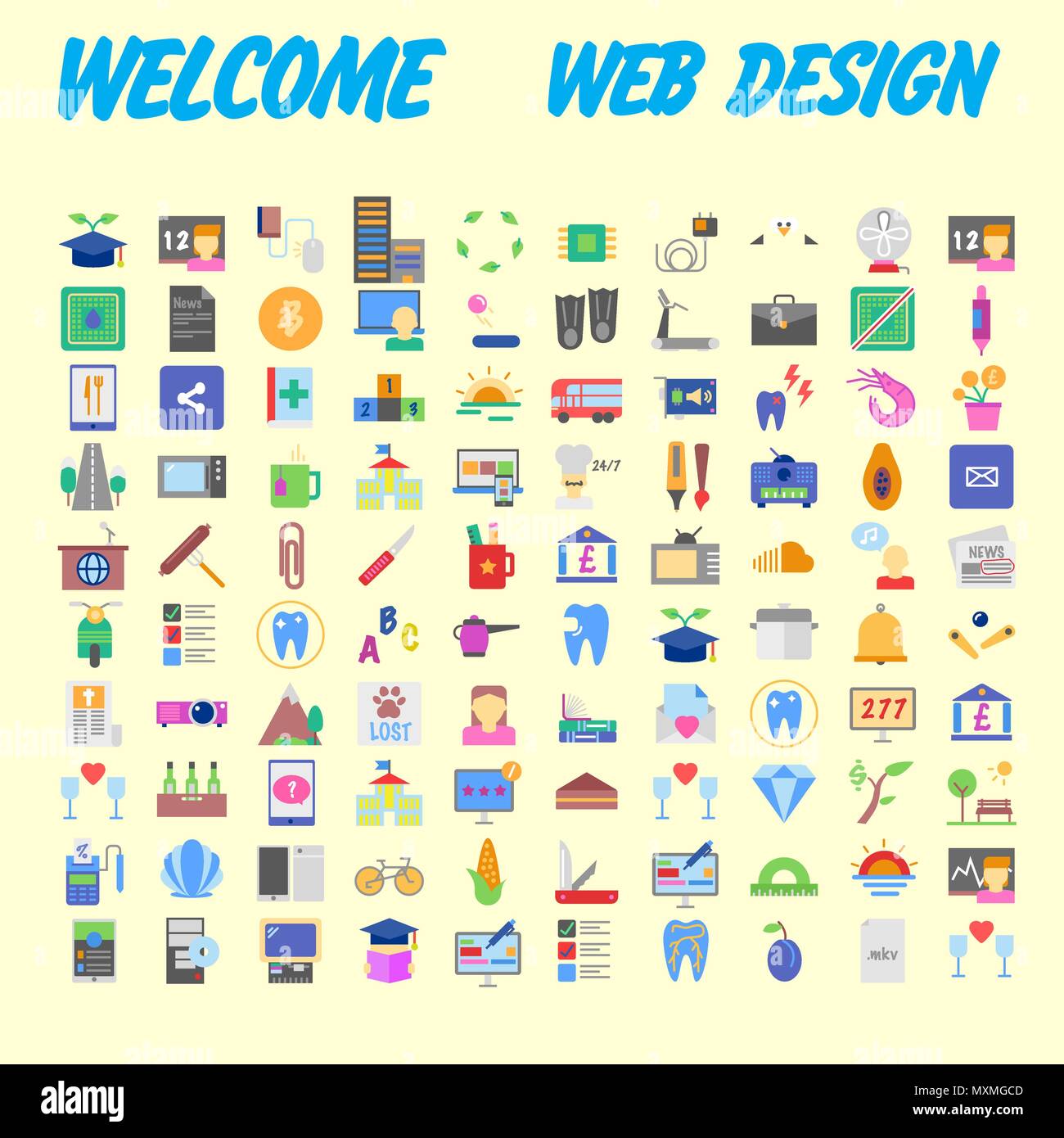 Set Of Icons, Quality Universal Pack, Big Icon Collection. Vector ...