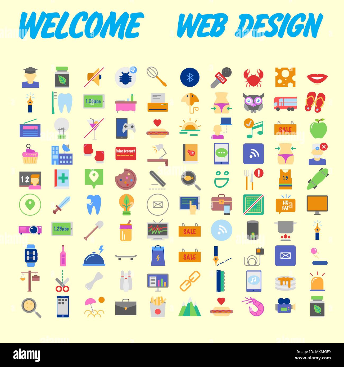 Set Of Icons, Quality Universal Pack, Big Icon Collection. Vector ...