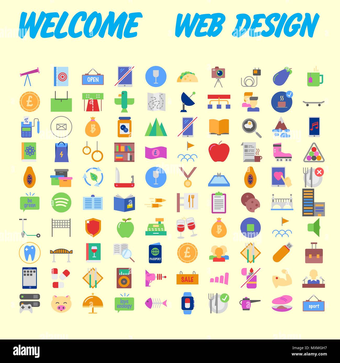 Set Of Icons, Quality Universal Pack, Big Icon Collection. Vector ...