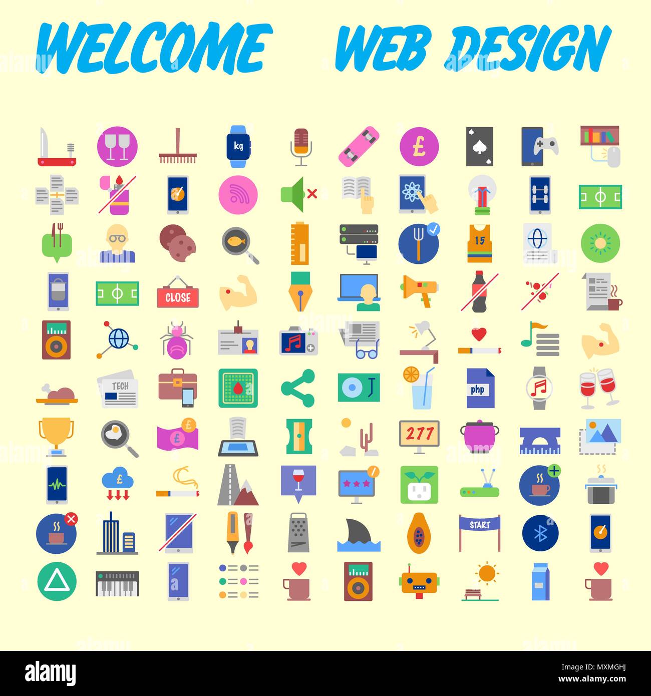 Set Of Icons, Quality Universal Pack, Big Icon Collection. Vector ...