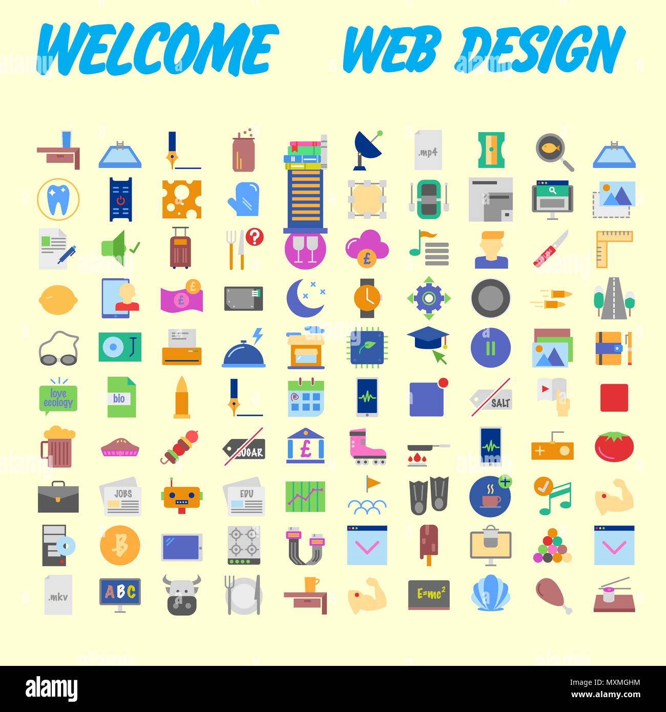 Set Of Icons, Quality Universal Pack, Big Icon Collection. Vector ...