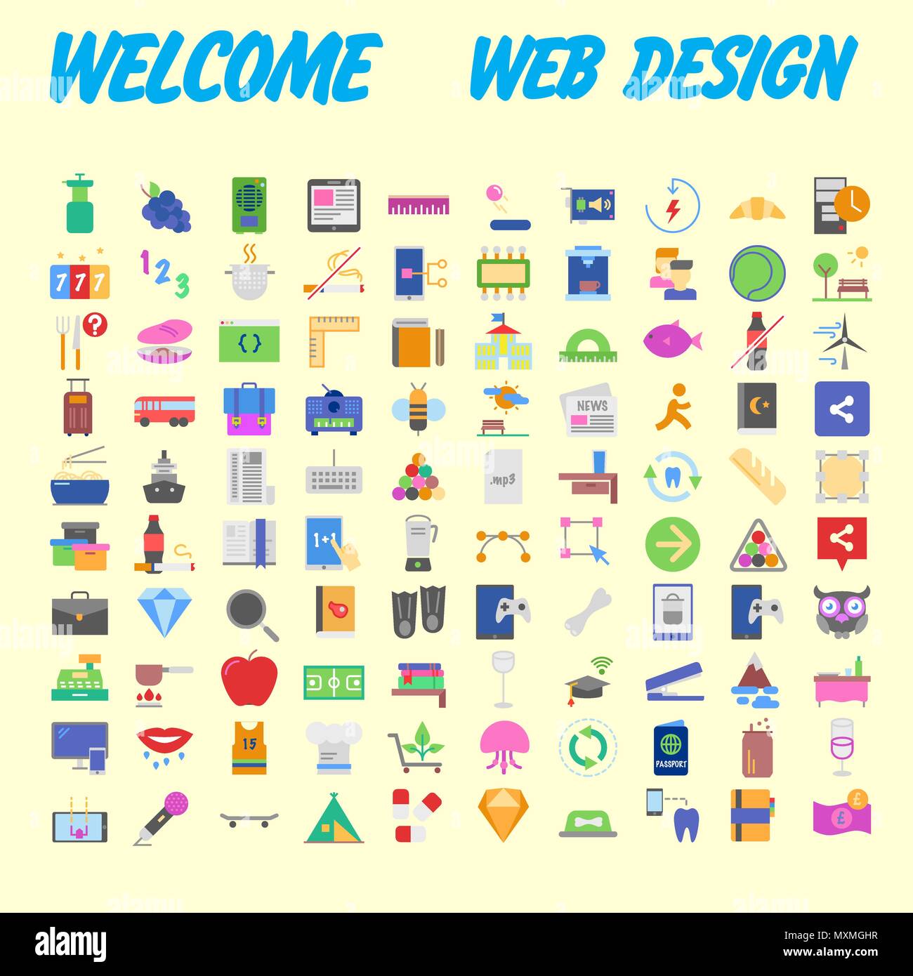 Set Of Icons, Quality Universal Pack, Big Icon Collection. Vector ...