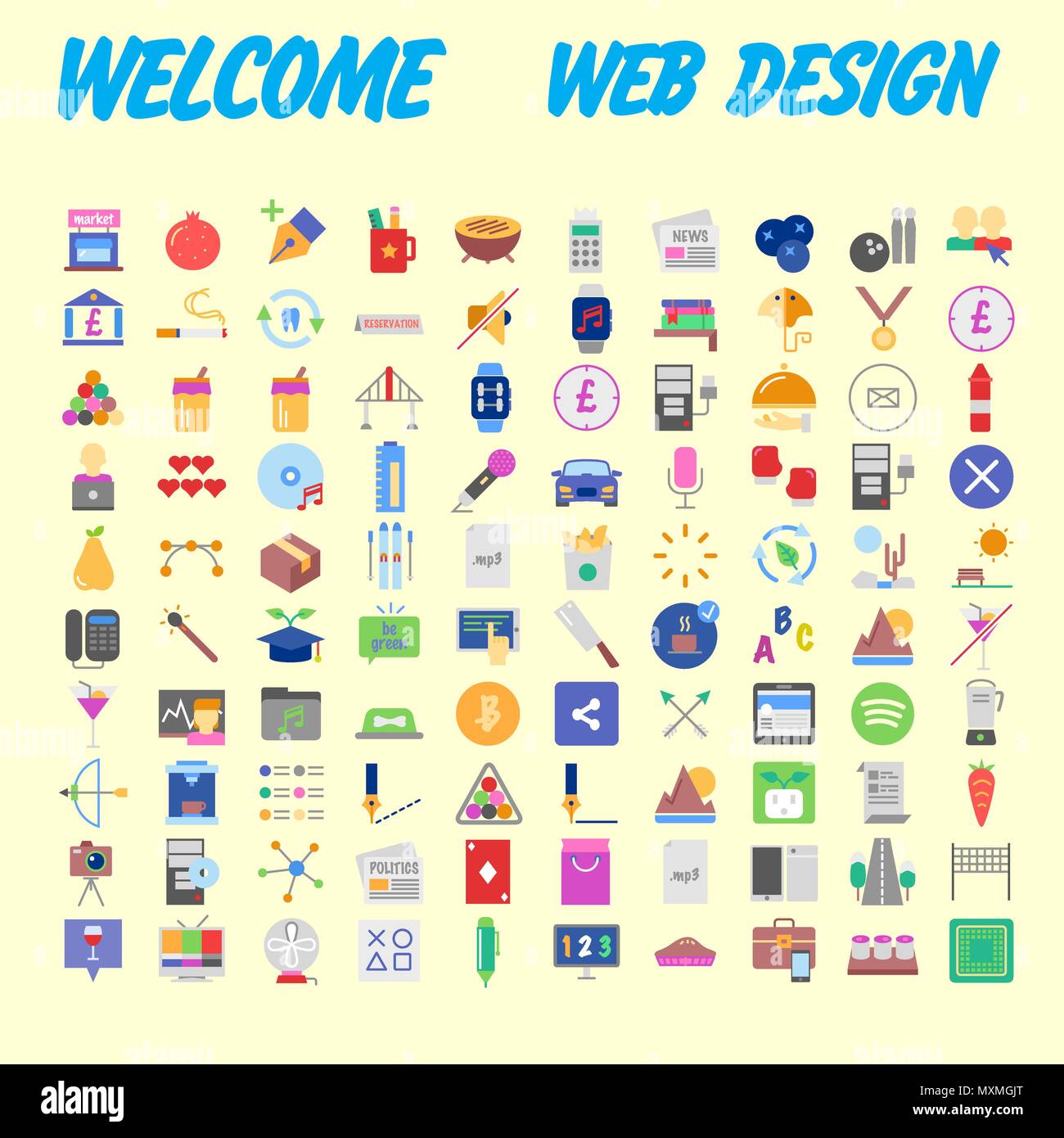 Set Of Icons, Quality Universal Pack, Big Icon Collection. Vector ...