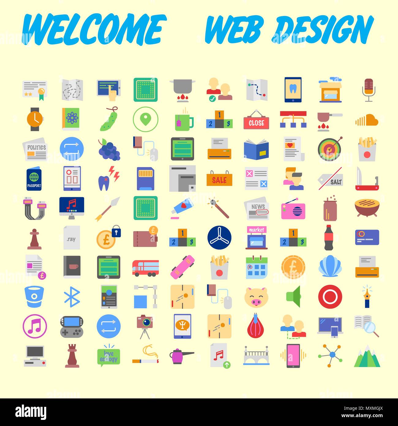 Set Of Icons, Quality Universal Pack, Big Icon Collection. Vector ...