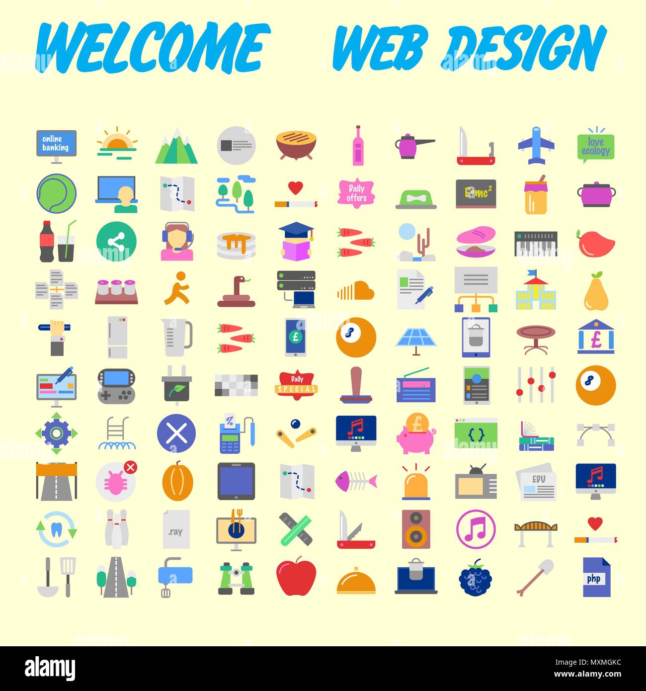 Set Of Icons, Quality Universal Pack, Big Icon Collection. Vector ...