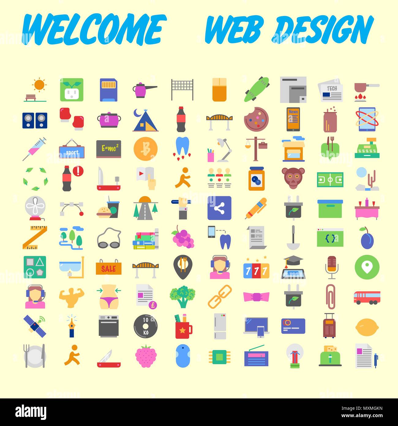 Set Of Icons, Quality Universal Pack, Big Icon Collection. Vector ...