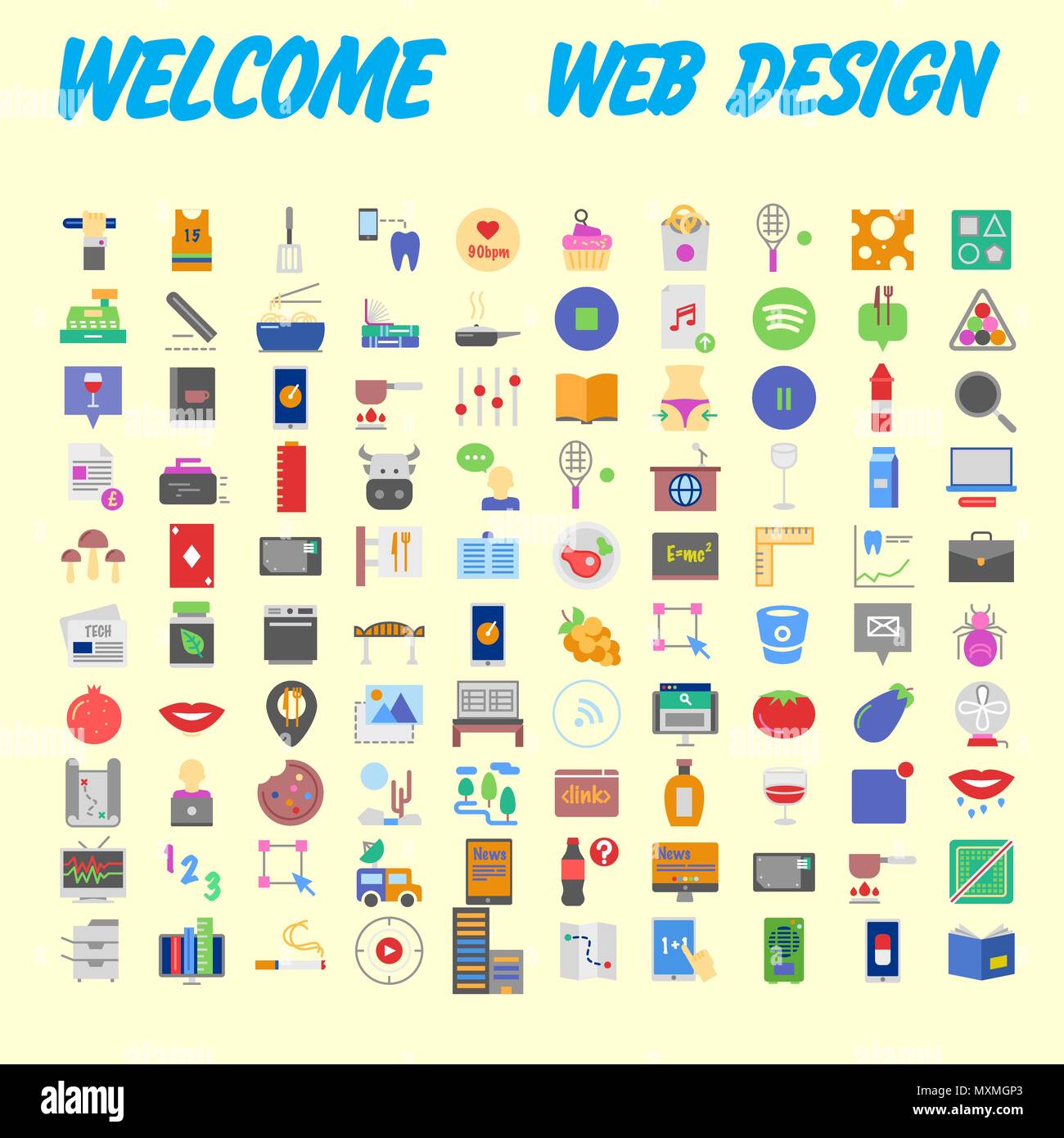 set of 100 high quality flat icons. Vector illustration Stock Vector ...