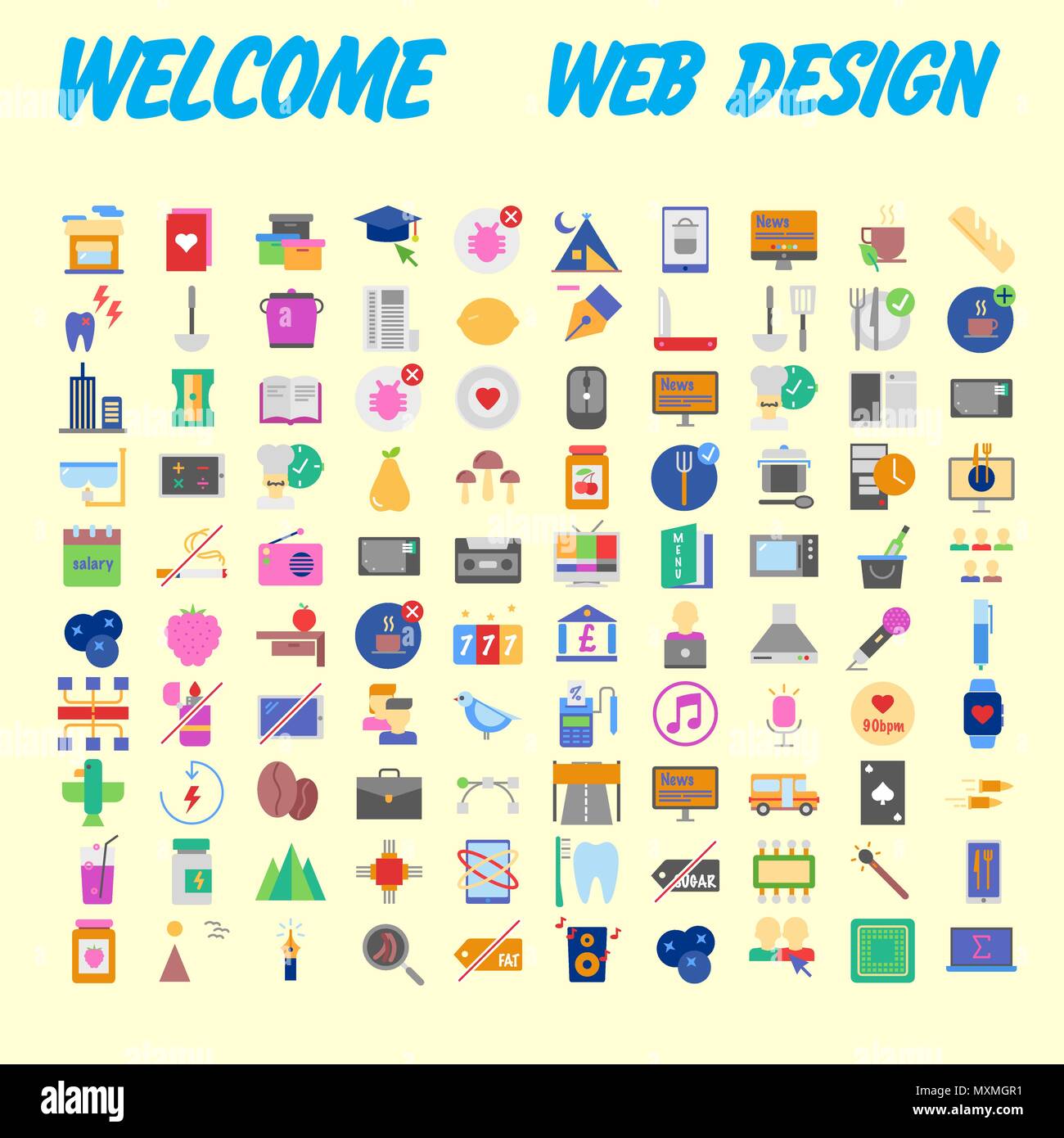 set of 100 high quality flat icons. Vector illustration Stock Vector ...