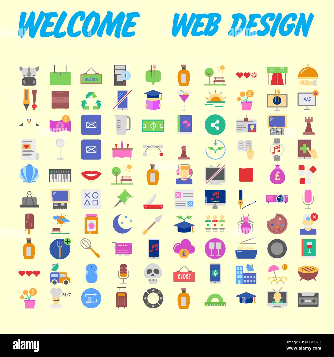 set of 100 high quality flat icons. Vector illustration Stock Vector ...