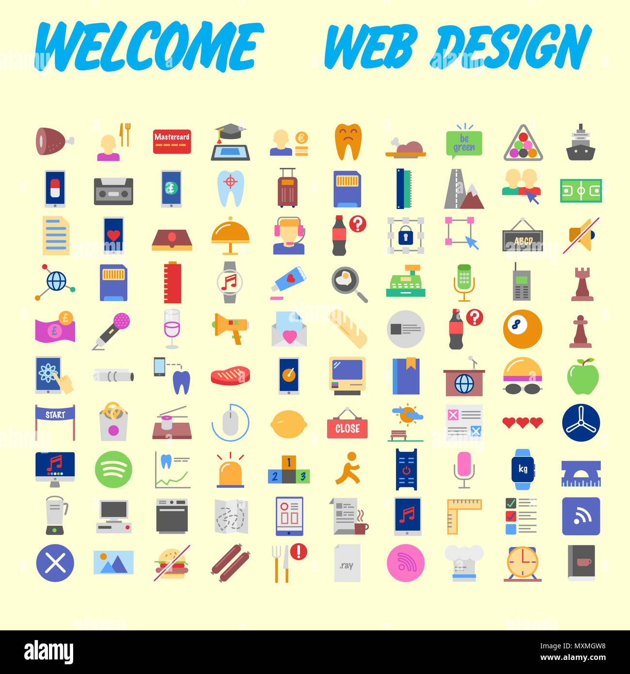 set of 100 high quality flat icons. Vector illustration Stock Vector ...