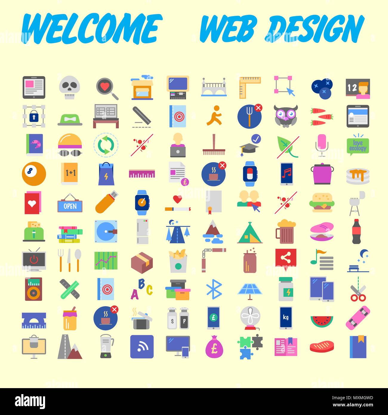 set of 100 high quality flat icons. Vector illustration Stock Vector ...