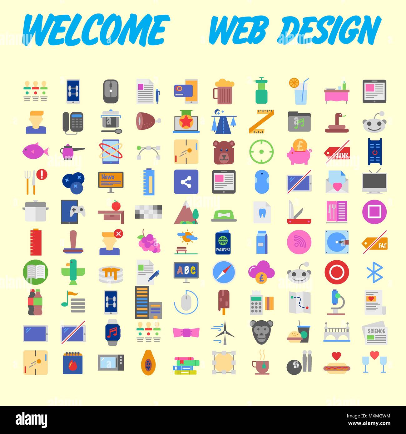 set of 100 high quality flat icons. Vector illustration Stock Vector ...