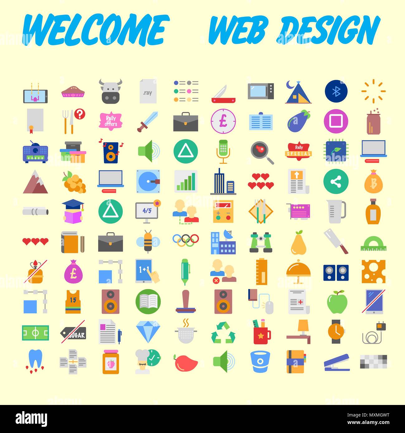 set of 100 high quality flat icons. Vector illustration Stock Vector ...