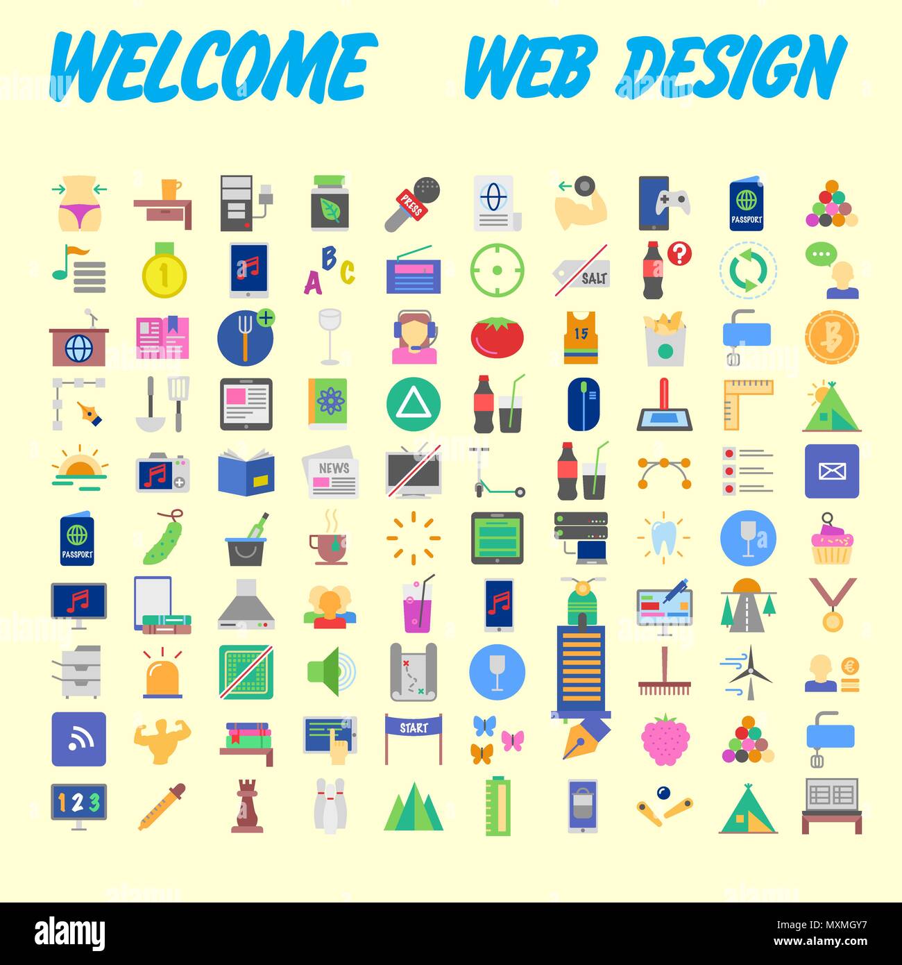 set of 100 high quality flat icons. Vector illustration Stock Vector ...