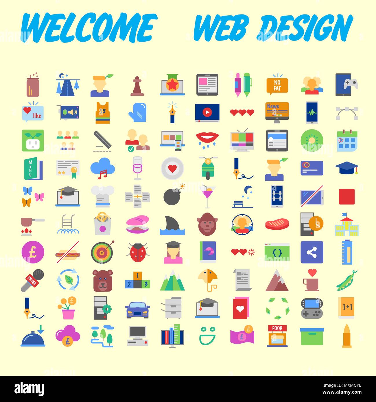 set of 100 high quality flat icons. Vector illustration Stock Vector ...