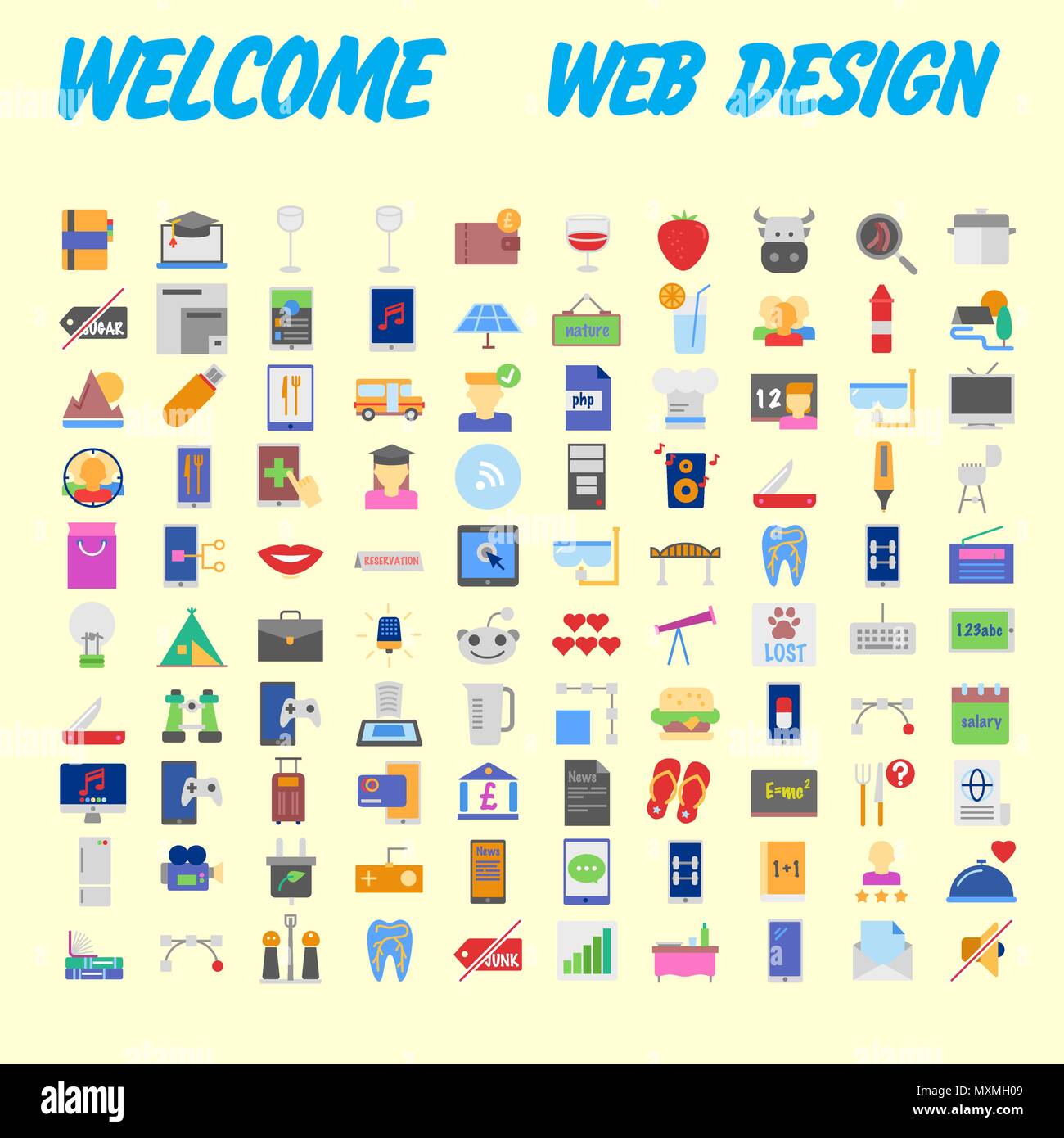 set of 100 high quality flat icons. Vector illustration Stock Vector ...