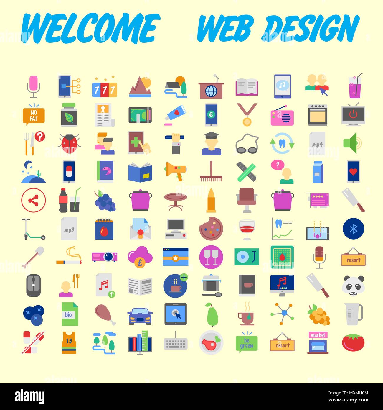 set of 100 high quality flat icons. Vector illustration Stock Vector ...