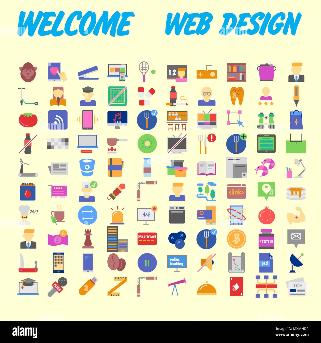 Pack of 100 universal icons hi-res stock photography and images - Alamy