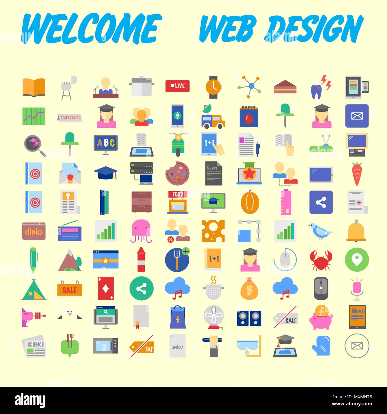 Set of 100 Isolated Minimal Modern Simple Elegant colorful Icons ...