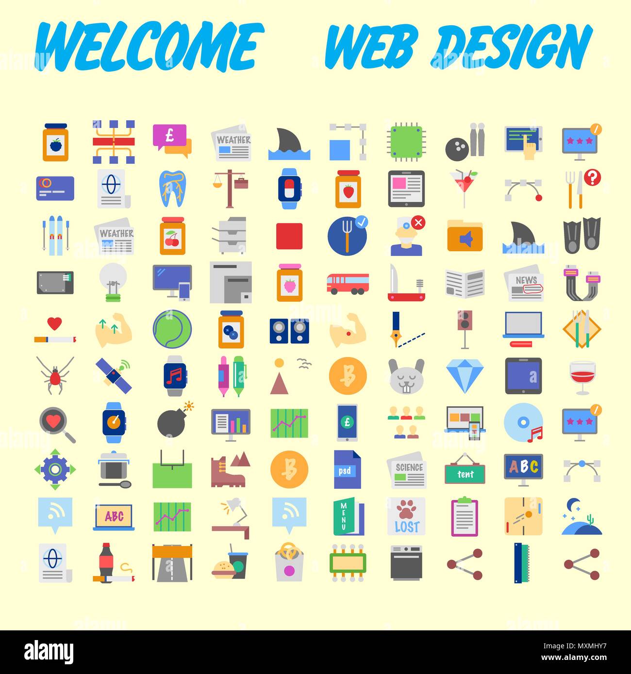 Set of 100 Isolated Minimal Modern Simple Elegant colorful Icons ...