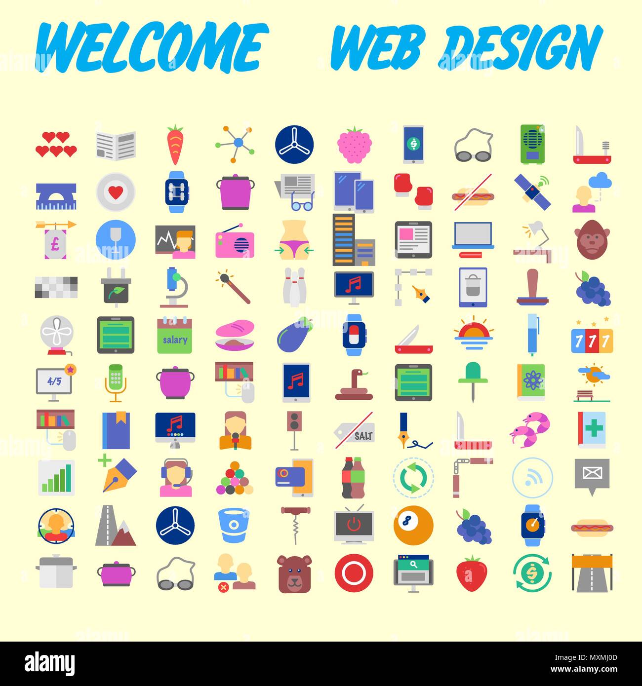 Set of 100 Isolated Minimal Modern Simple Elegant colorful Icons ...