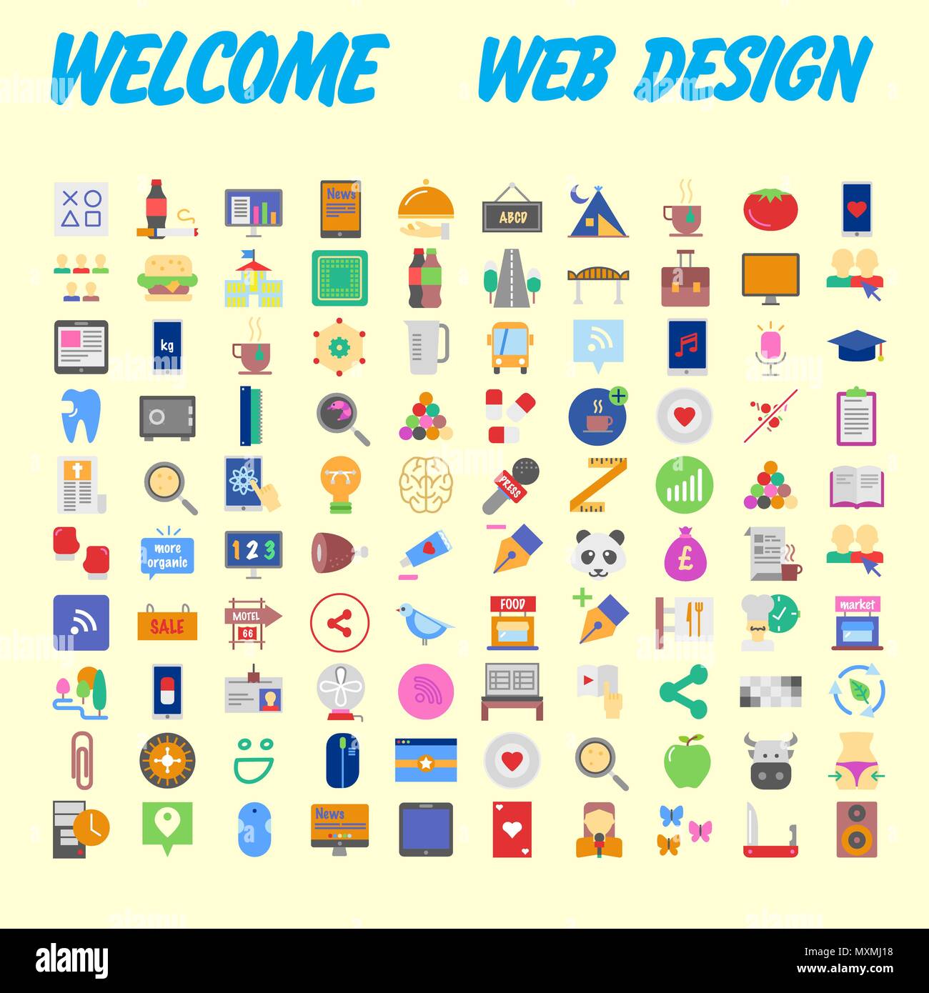 Set of 100 Isolated Minimal Modern Simple Elegant colorful Icons ...