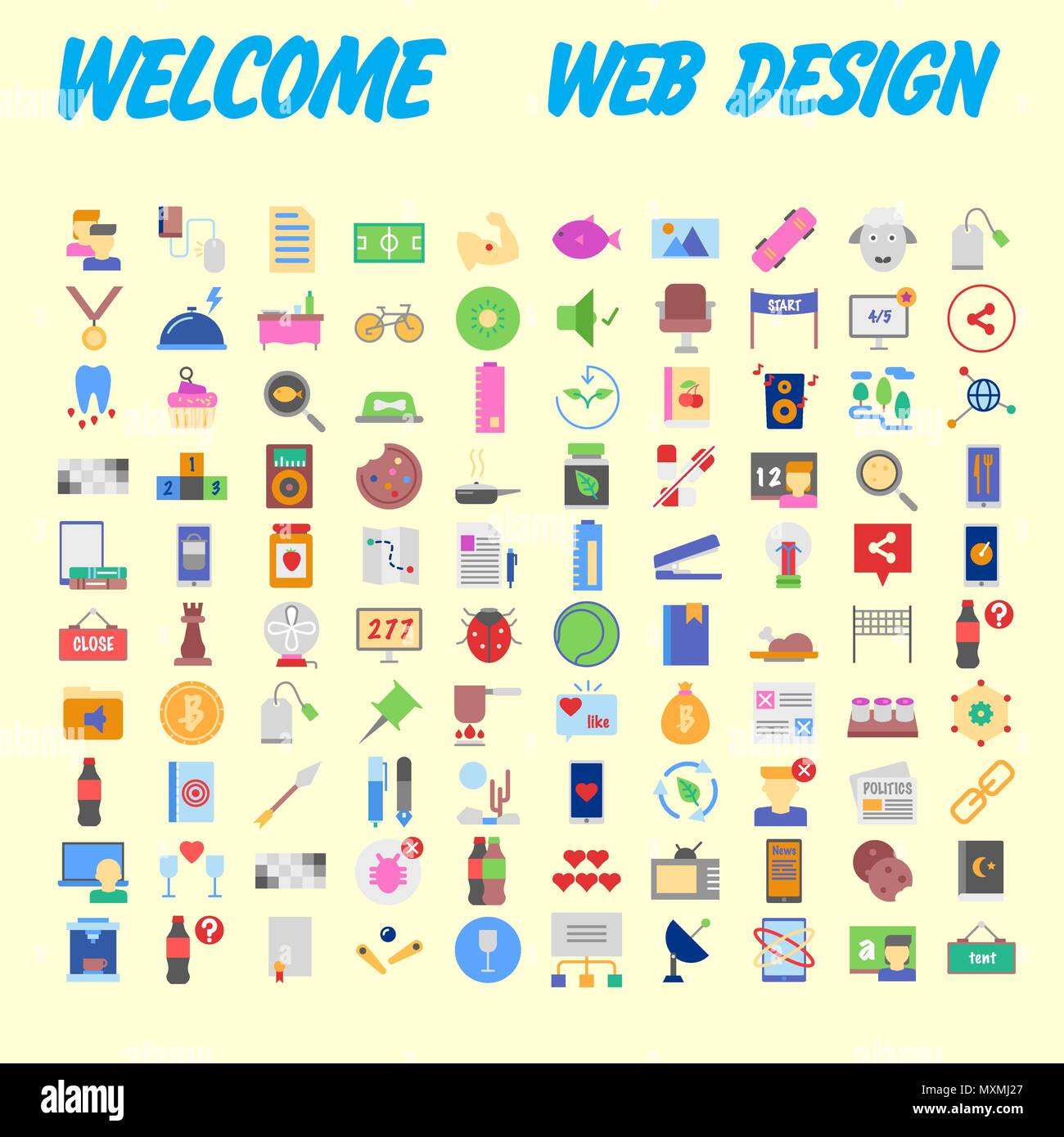 Set of 100 Isolated Minimal Modern Simple Elegant colorful Icons ...