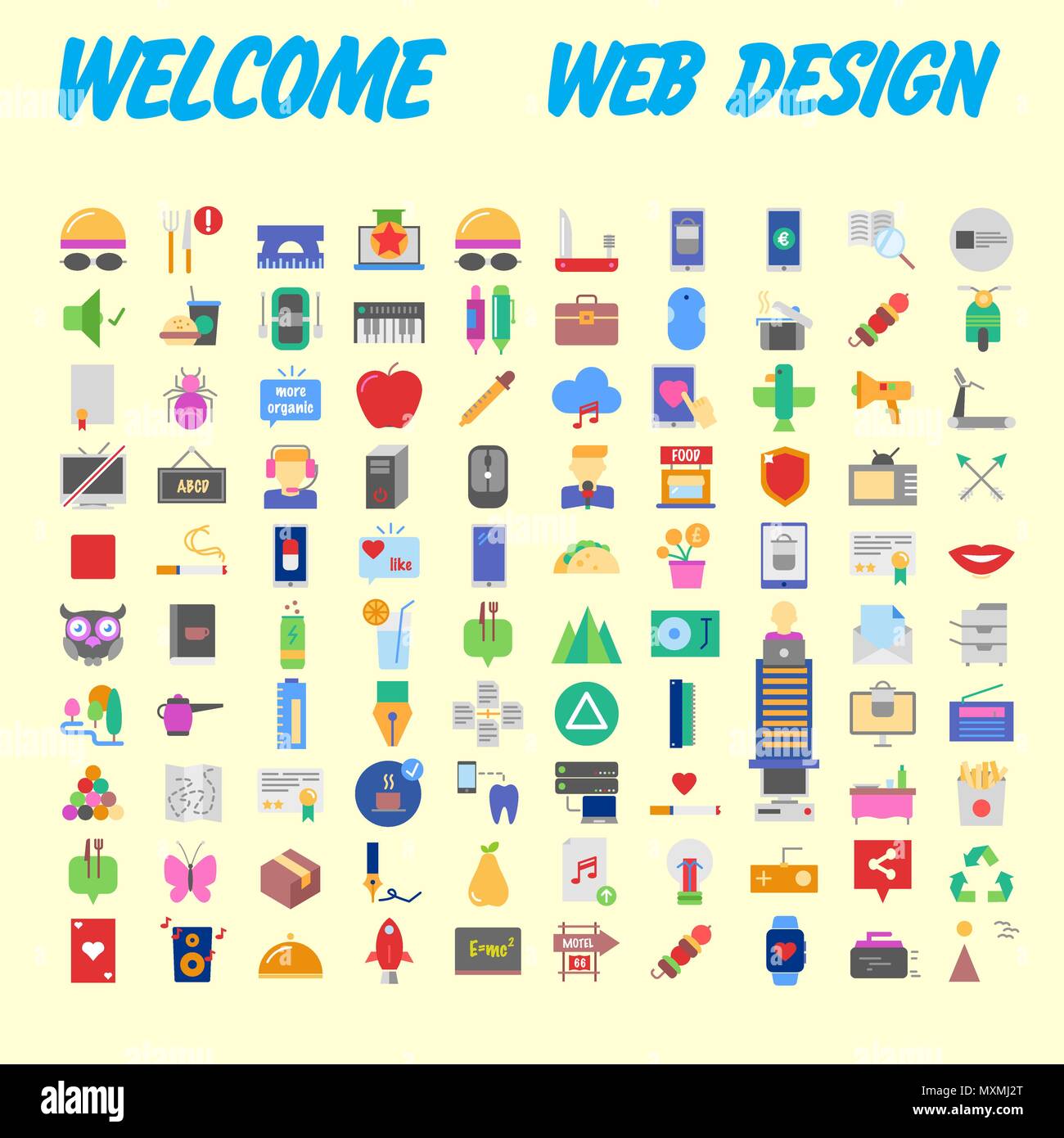 Set of 100 Isolated Minimal Modern Simple Elegant colorful Icons ...