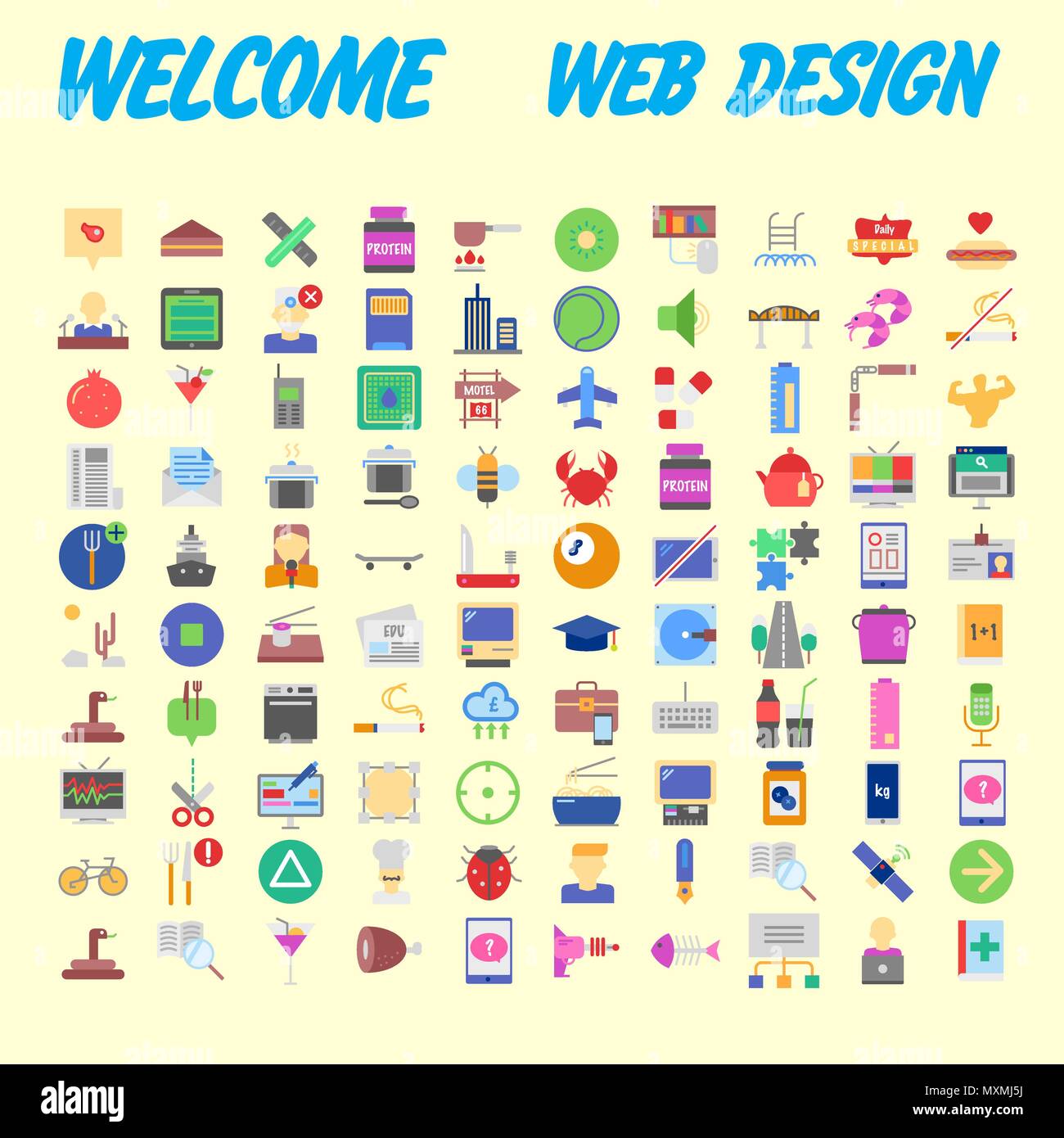 Set of 100 Isolated Minimal Modern Simple Elegant colorful Icons ...
