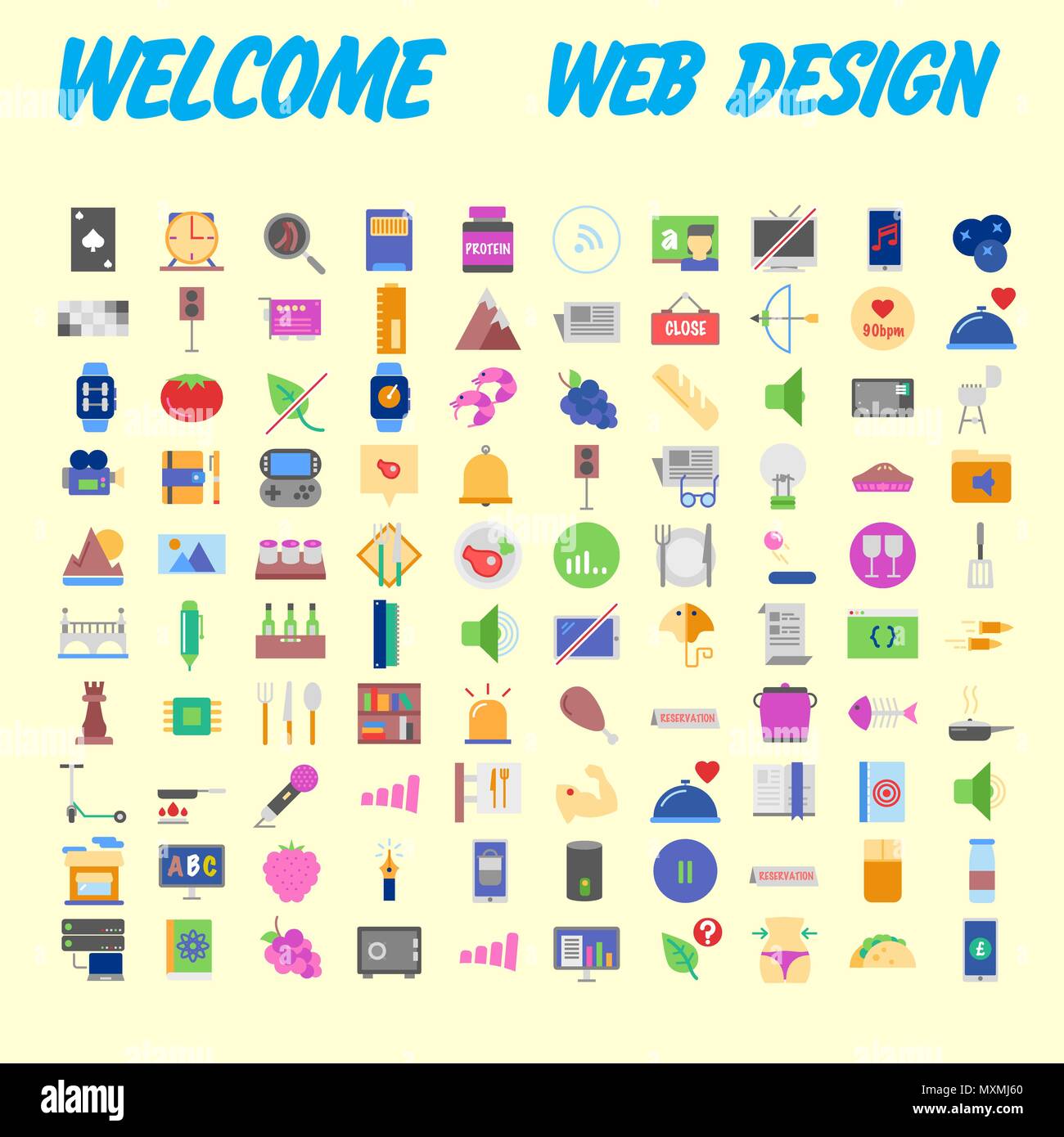 Set of 100 Isolated Minimal Modern Simple Elegant colorful Icons ...