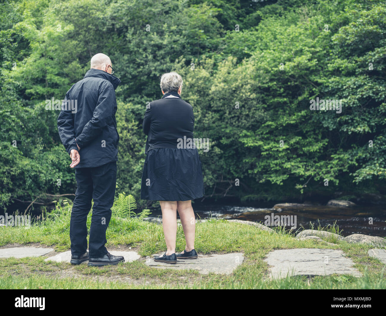 An elderly couple enjoying their retirement in nature Stock Photo - Alamy
