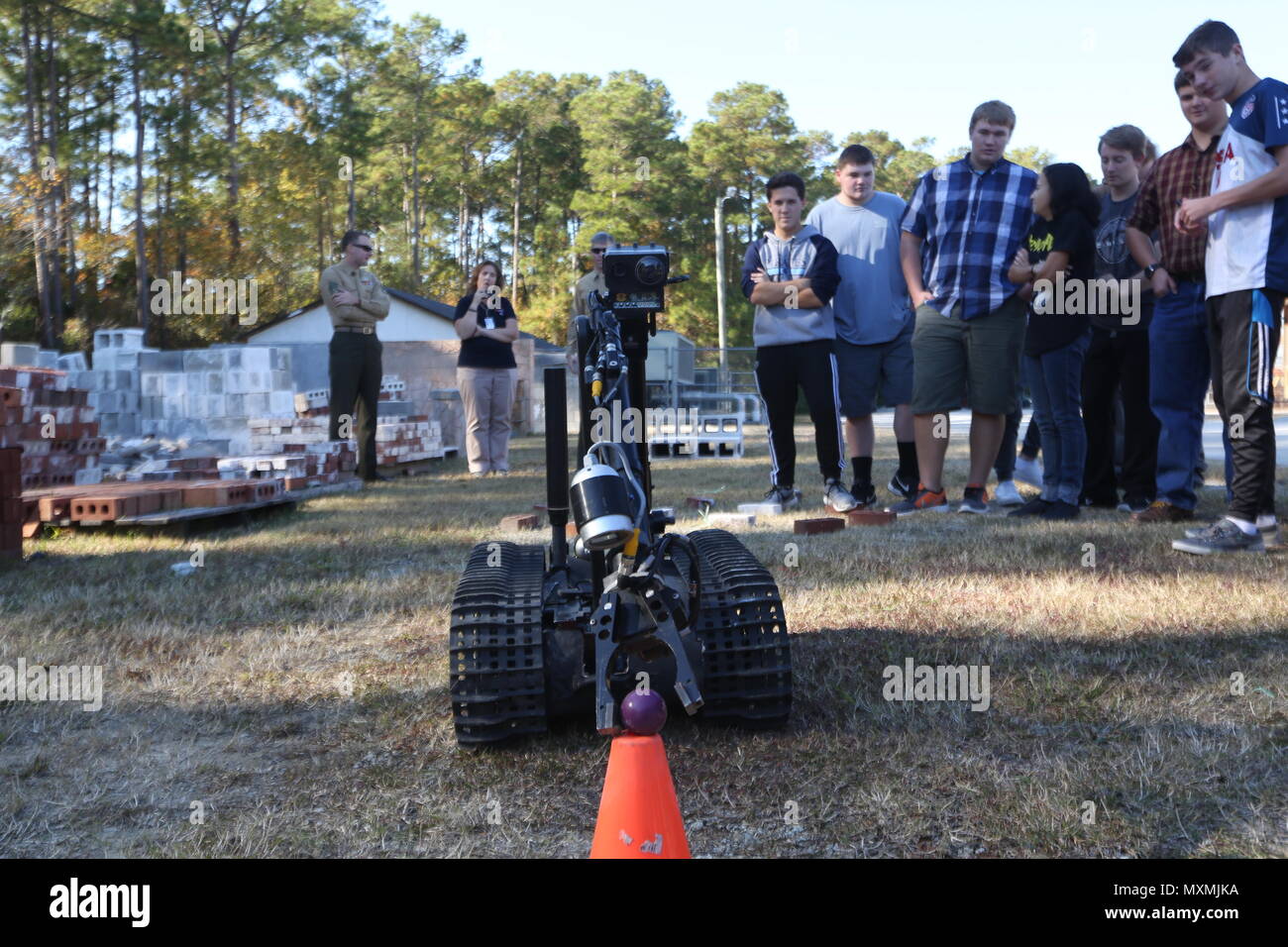 Marines remote control an MK-2 Talon robot during a demonstration for ...