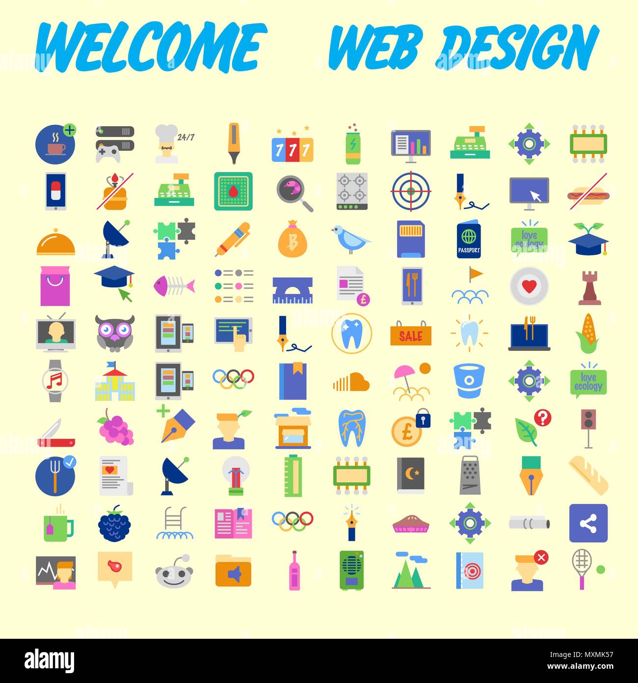 Trendy flat line icon pack for designers and developers. Icons for ...