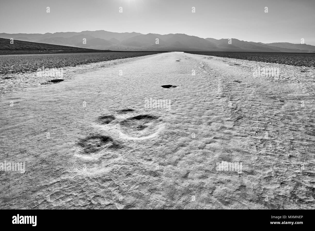 Moon-like surface of the Badwater Basin, the lowest point in North ...