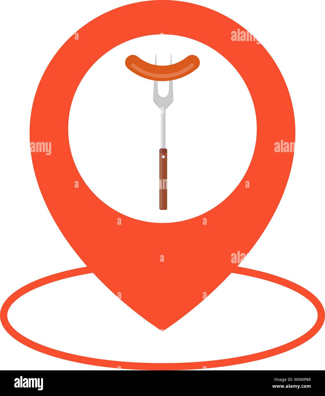 Food Location Icon Logo Design Element. Barbecue sausage icon map ...