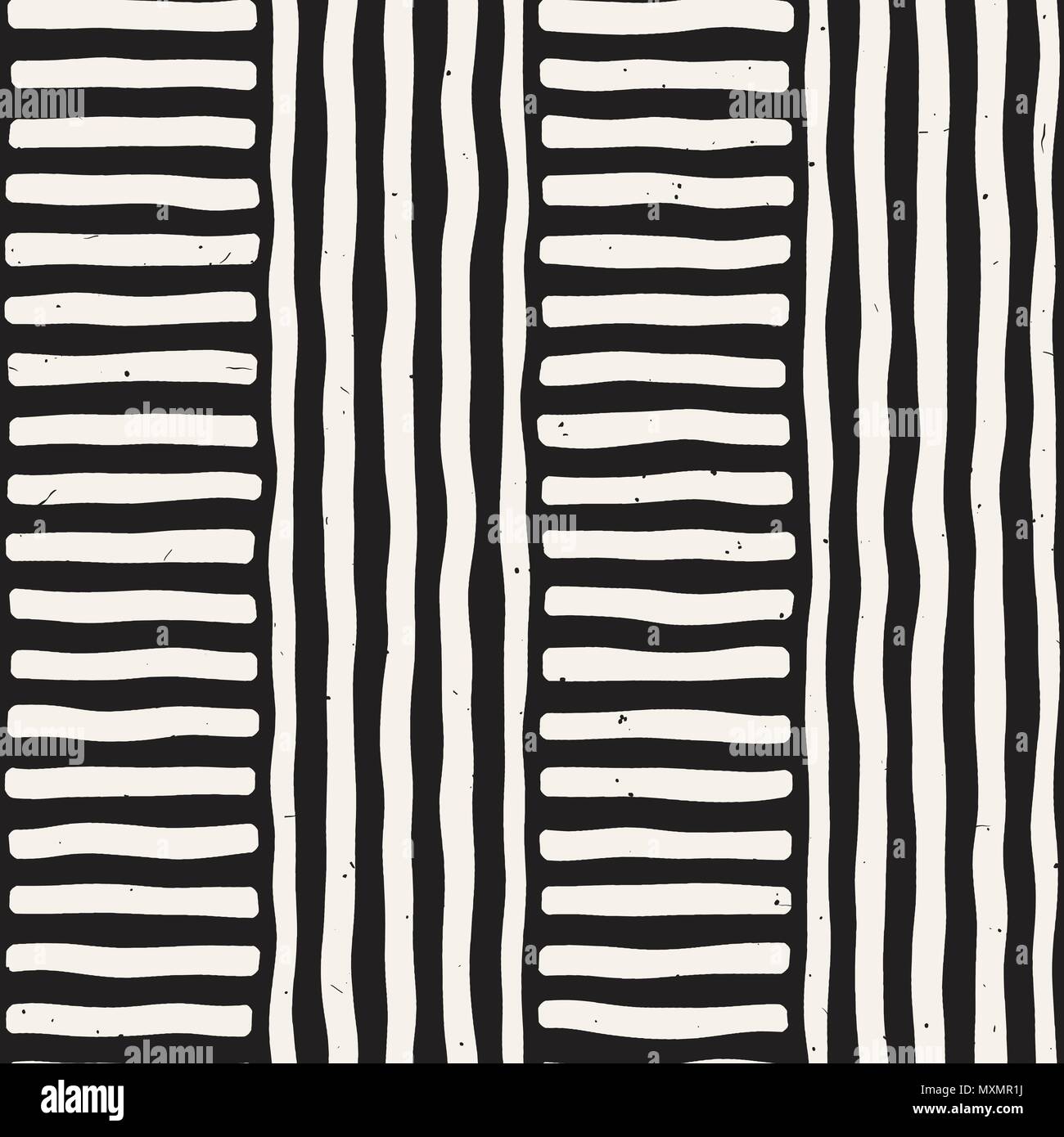 Hand drawn seamless repeating pattern with lines tiling. Grungy ...
