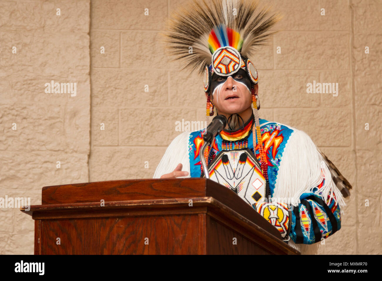 Ronald Preston from the San Carlos Apache Nation addresses the audience ...