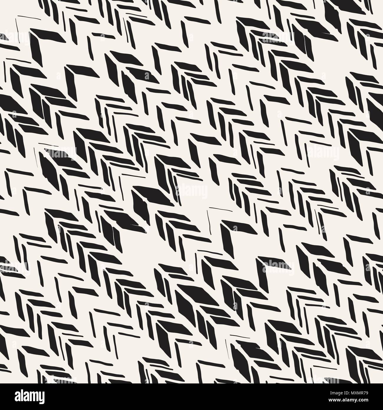 Seamless hand drawn style chevron pattern in black and white. Abstract ...