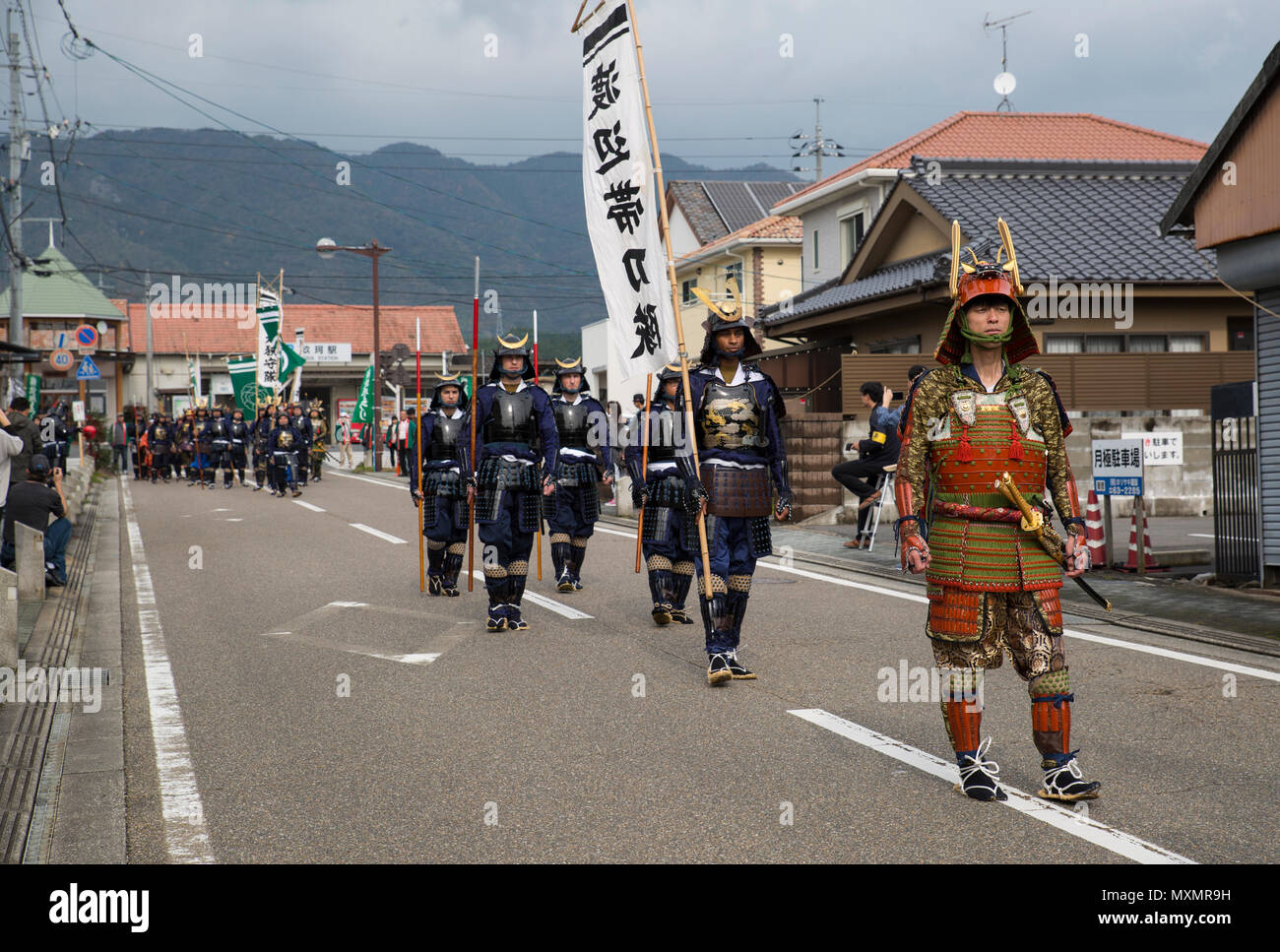 Samurai march down the street during the 27th annual Kuragake Festival ...